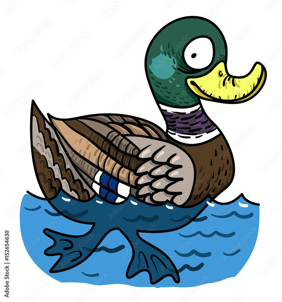Cartoon image of duck. An artistic freehand picture. Stock Vector ...