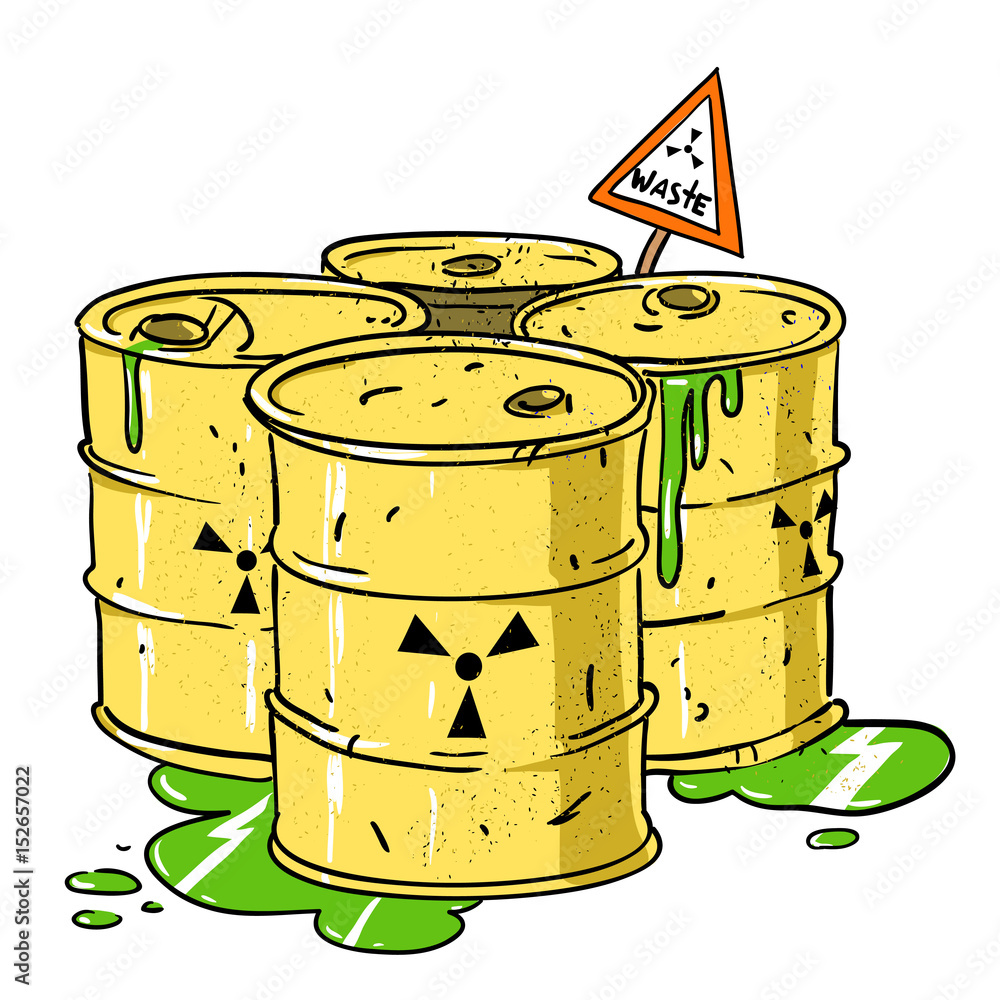 Cartoon image of radioactive waste. An artistic freehand picture. Stock ...