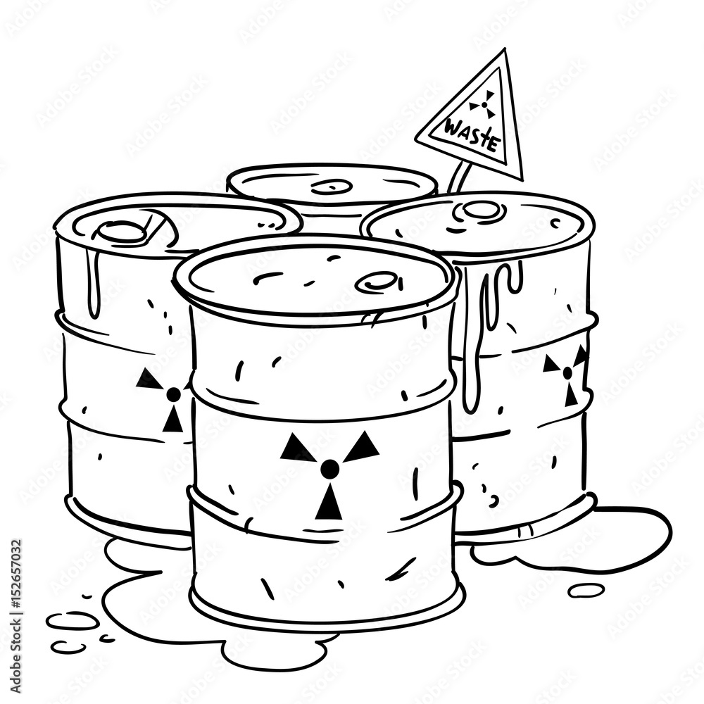 Cartoon image of radioactive waste. An artistic freehand picture. Stock ...