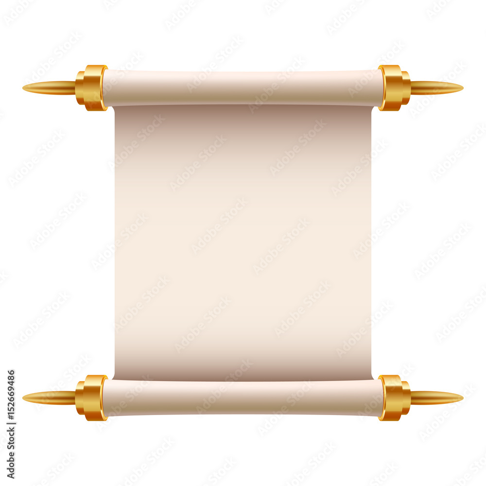 Double paper scroll with a golden handle, vector illustration Stock ...
