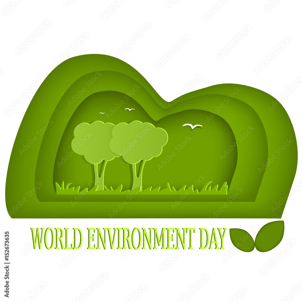 The world environment day. Cut from paper. Banner, background ...