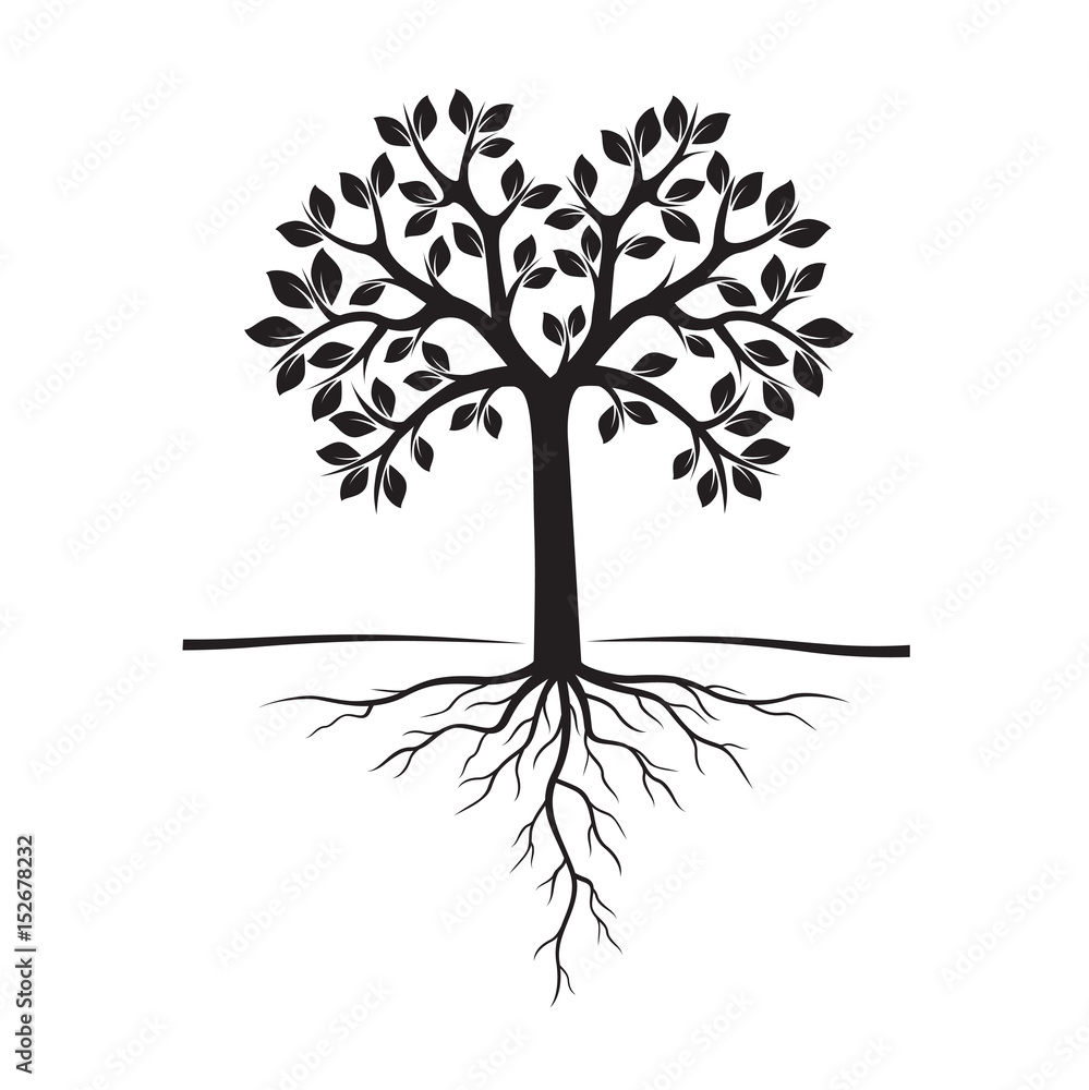 Black Trees and Roots. Vector Illustration. Stock Vector | Adobe Stock