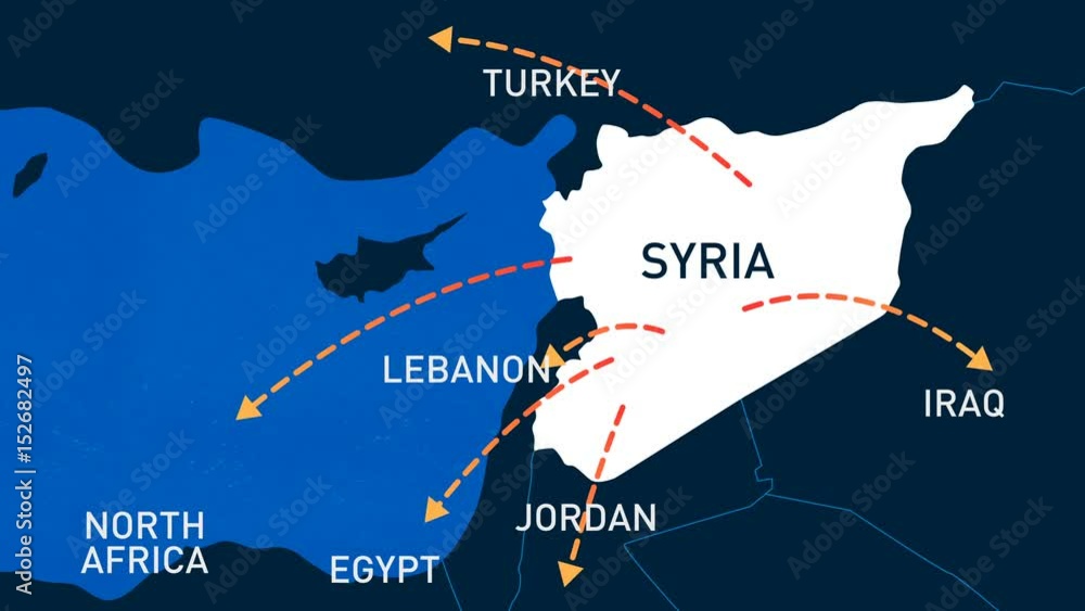 Migration Routes of Syrian People - Animated Infographic Map Stock ビデオ ...