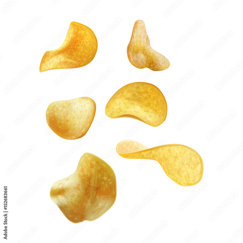 Vector realistic illustration of potato chips. Stock Vector | Adobe Stock