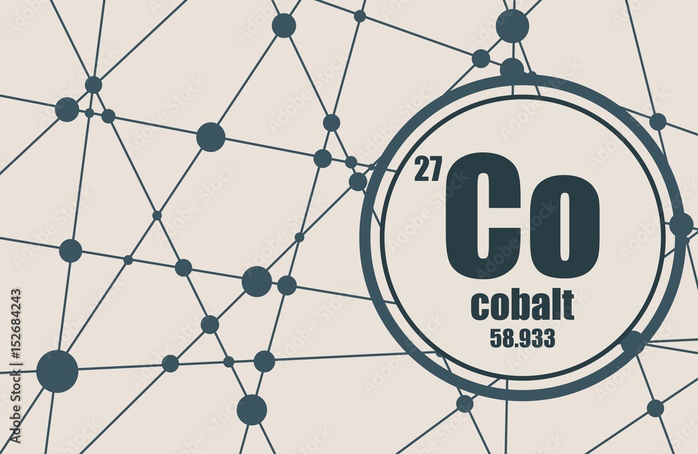 Cobalt chemical element. Sign with atomic number and atomic weight ...