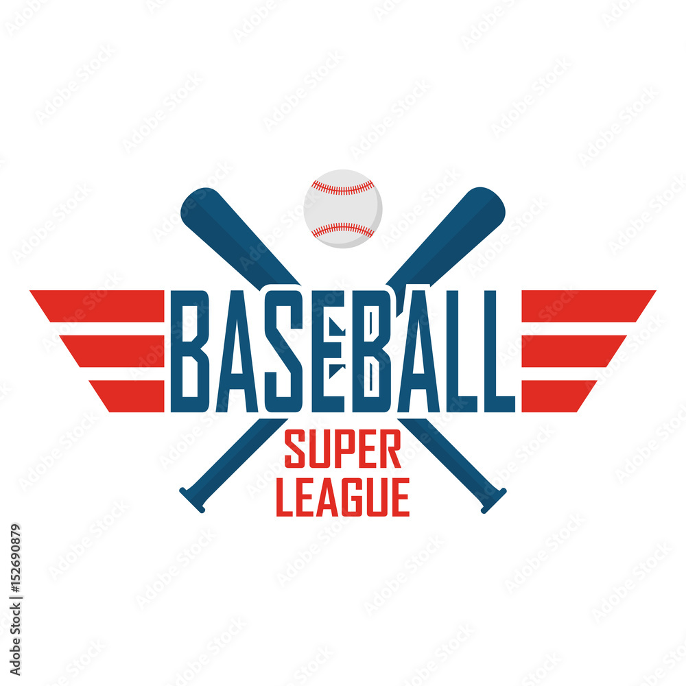 Vector baseball logo with ball and bats in retro style. Isolated on ...