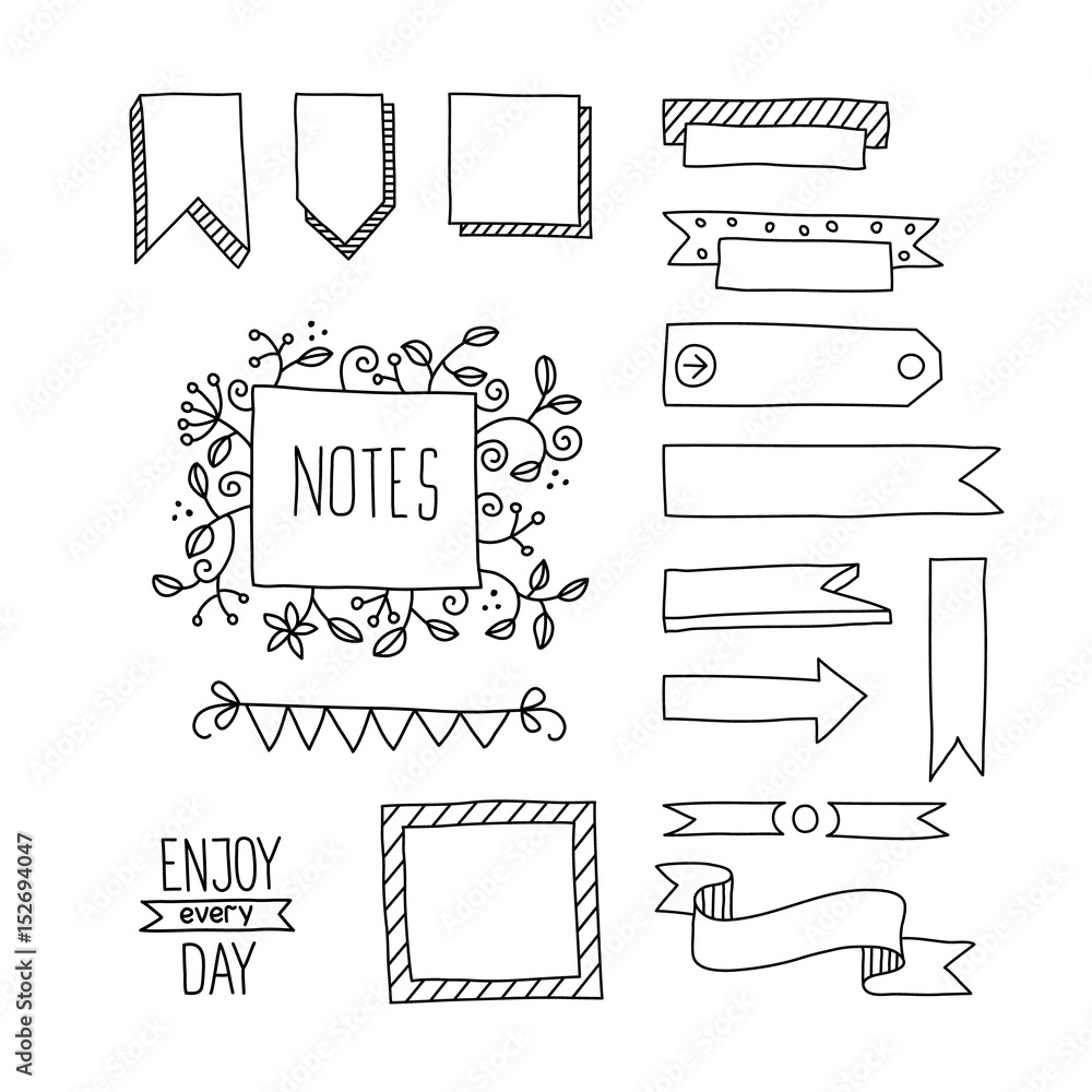 Collection of handdrawn borders made and arrows. Design elements for ...