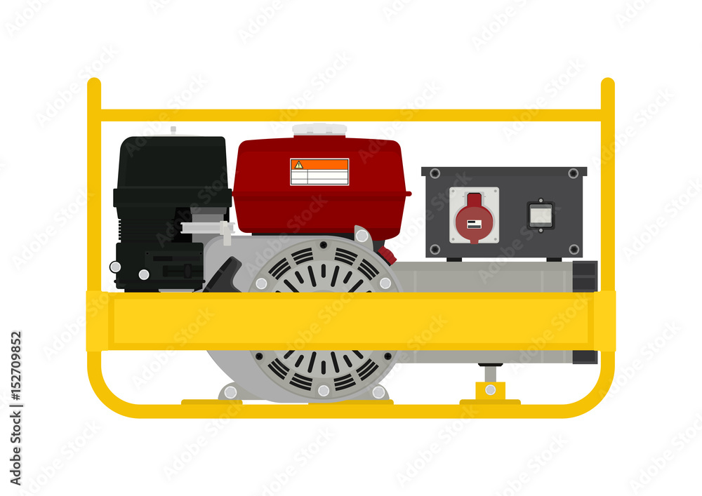 Portable electric generator. Side view. Flat vector. Stock Vector ...