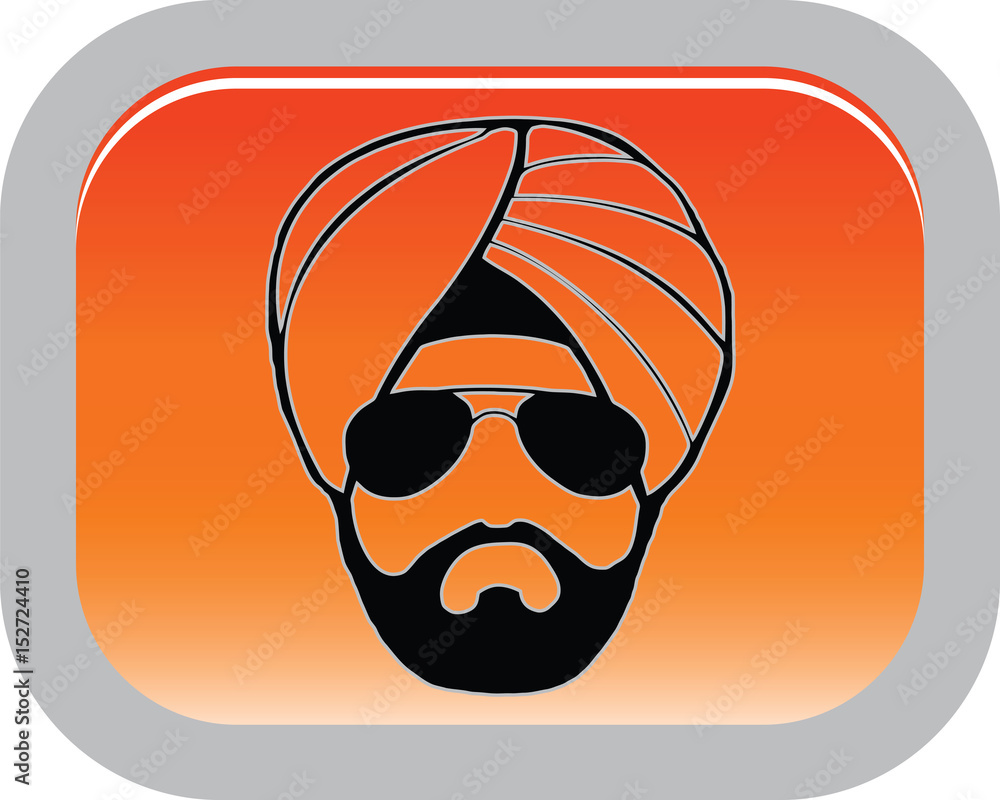 Sikh man in a turban and glasses, buttons, vector Stock Vector | Adobe ...