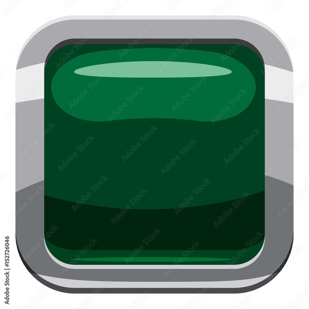 Dark green square button icon, cartoon style Stock Vector | Adobe Stock