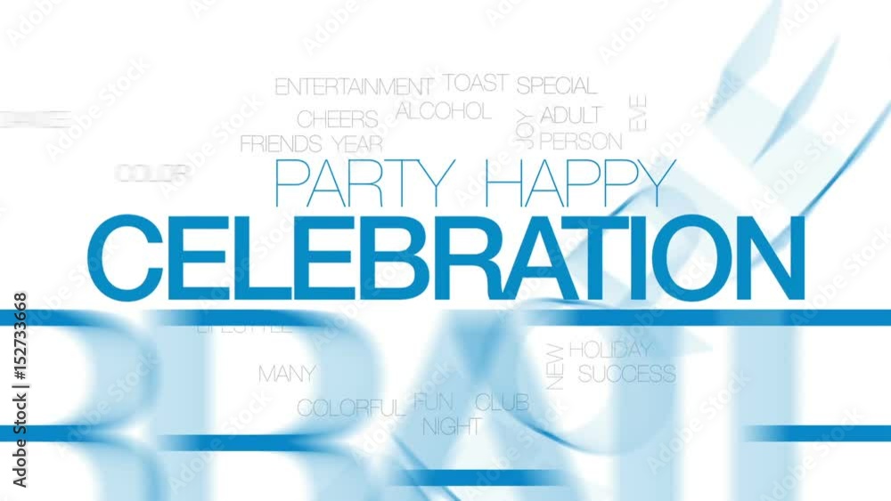 Celebration animated word cloud, text design animation. Kinetic ...