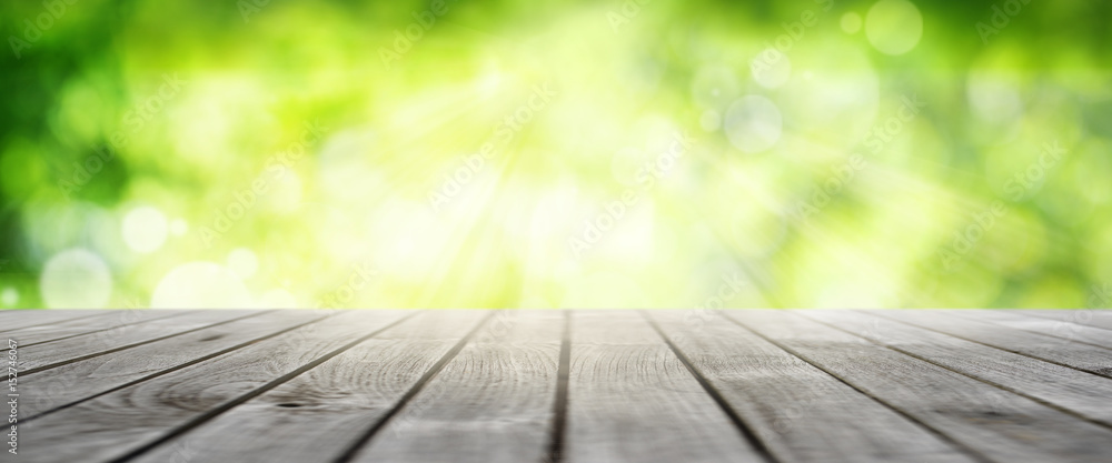 Spring background with wooden terrace Stock Photo | Adobe Stock