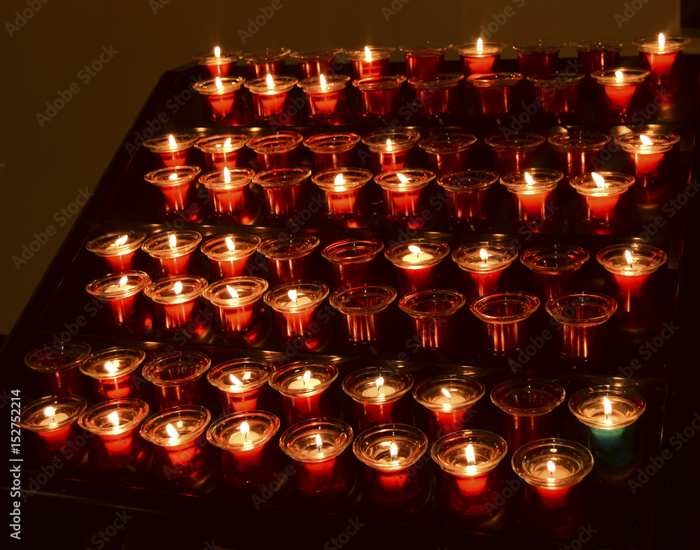 Icon lamps are in the Catholic temple. They are a symbol of the address ...