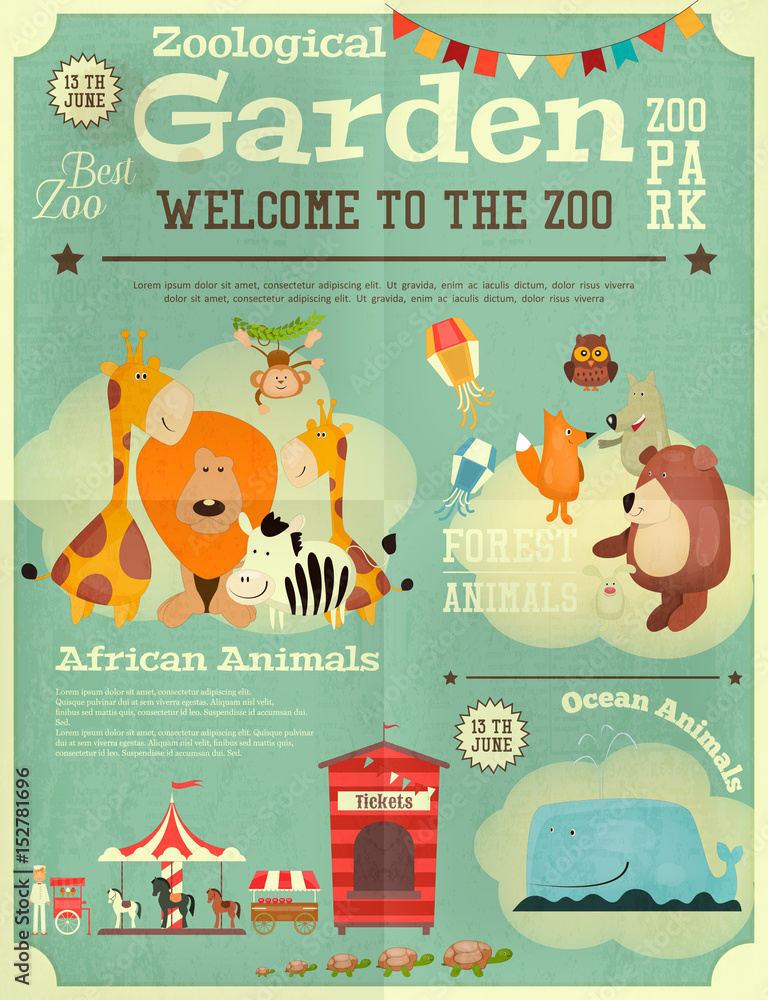 Zoo Park Poster Stock Vector | Adobe Stock