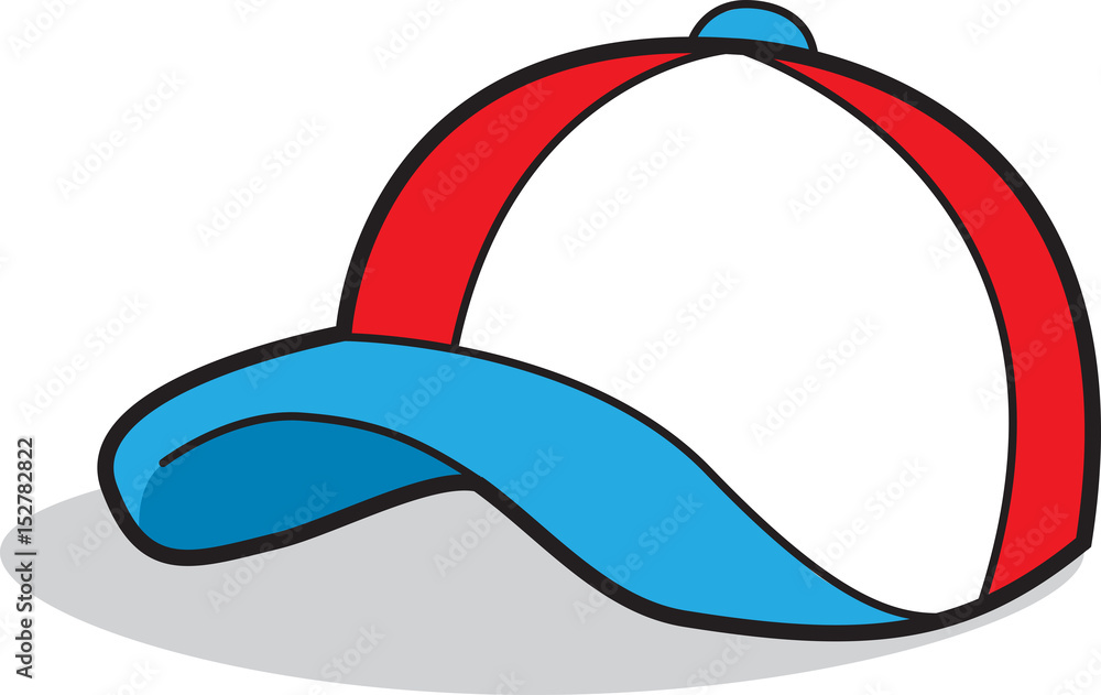 Cartoon illustration of a baseball cap. Stock Vector | Adobe Stock