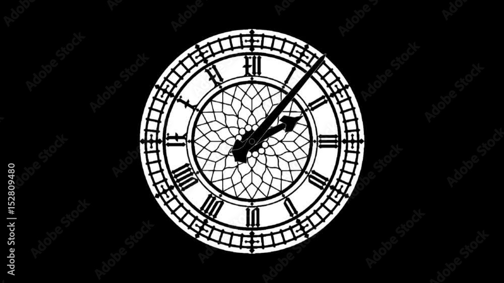 Motion background with variable speed spinning clock 12 hour seamless ...