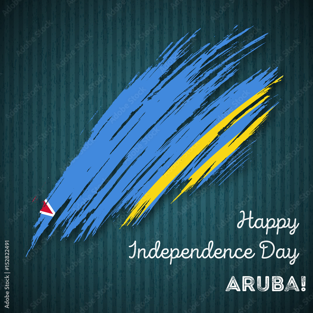 Aruba Independence Day Patriotic Design. Expressive Brush Stroke in ...