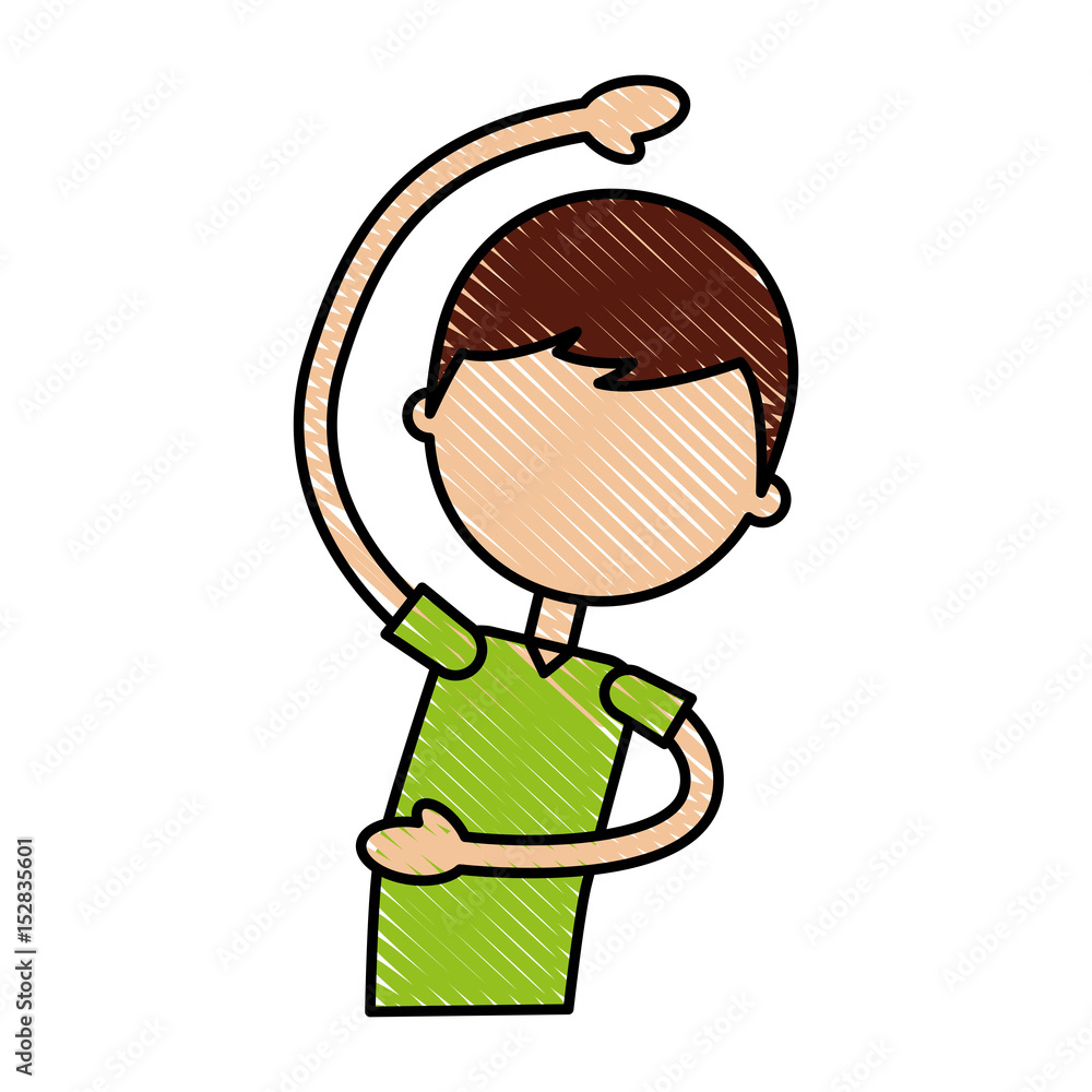 cartoon boy stretching up vector illustration graphic design Stock ...