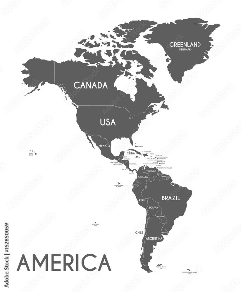 Political America Map vector illustration isolated on white background ...