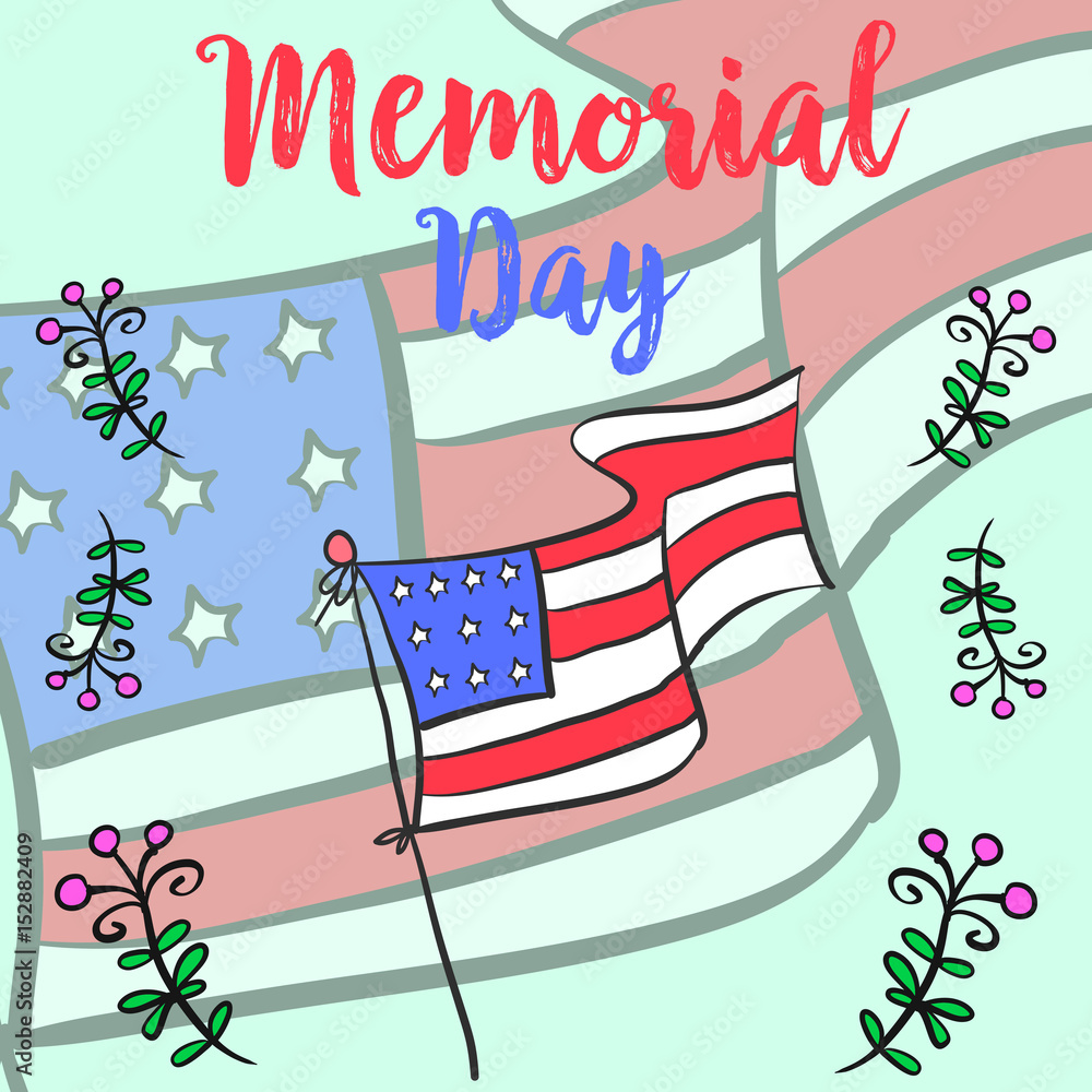 Memorial day hand draw colorful Stock Vector | Adobe Stock