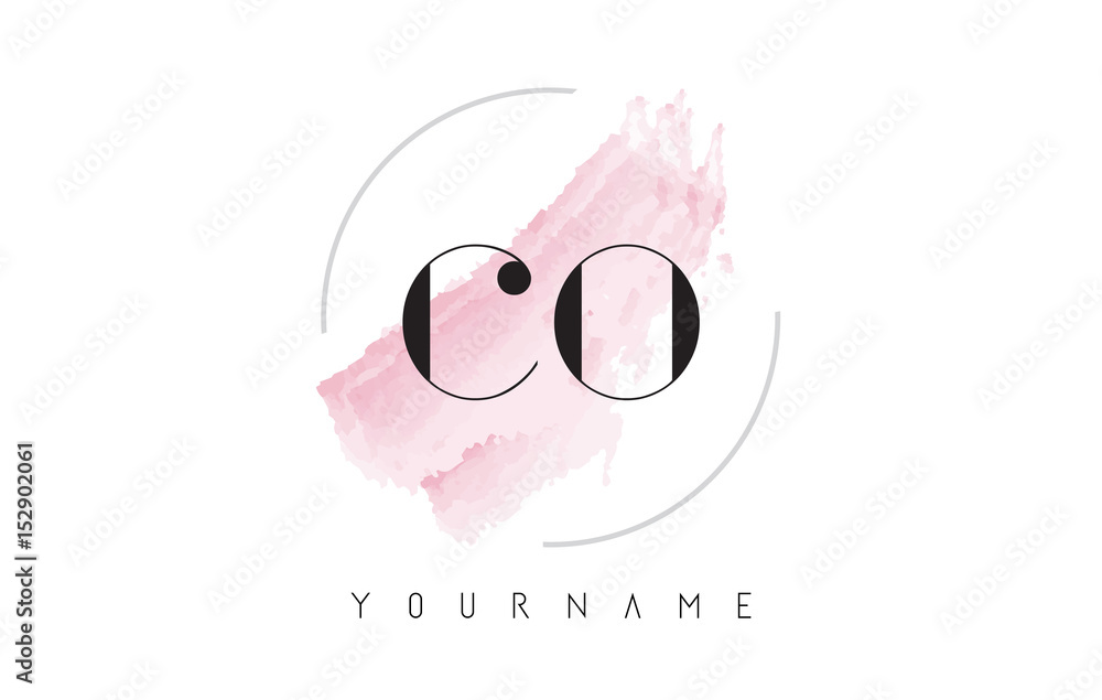 CO C O Watercolor Letter Logo Design with Circular Brush Pattern. Stock ...