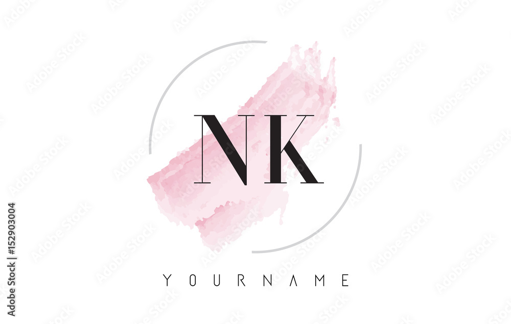 NK N K Watercolor Letter Logo Design with Circular Brush Pattern. Stock ...