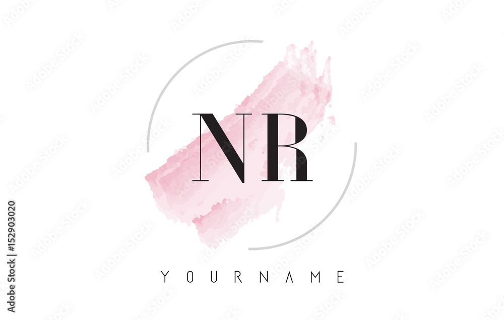 NR N R Watercolor Letter Logo Design with Circular Brush Pattern. Stock ...
