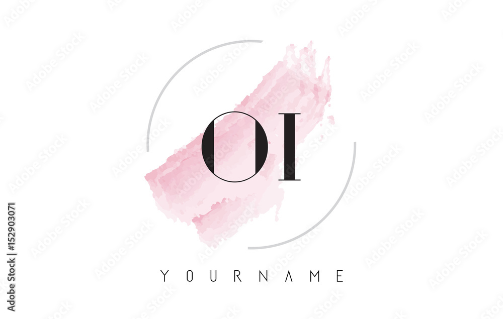 OI O I Watercolor Letter Logo Design with Circular Brush Pattern. Stock ...