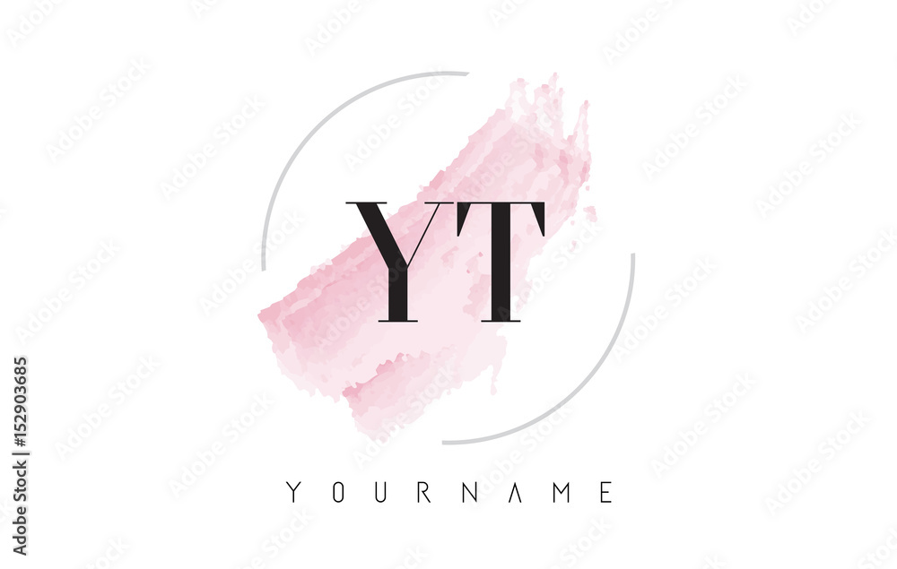 YT Y T Watercolor Letter Logo Design with Circular Brush Pattern. Stock ...