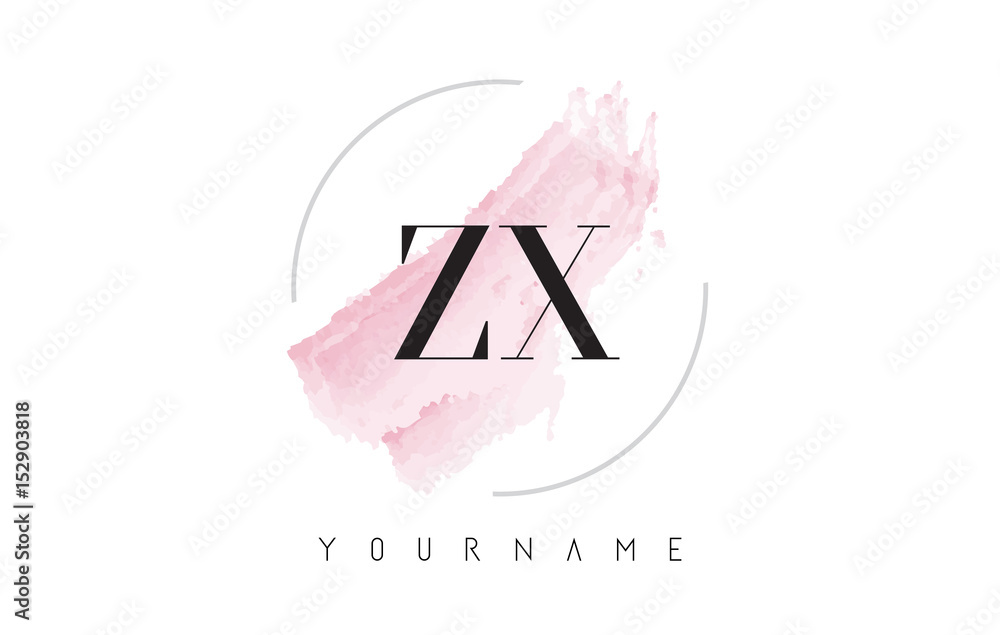 ZX Z X Watercolor Letter Logo Design with Circular Brush Pattern. Stock ...