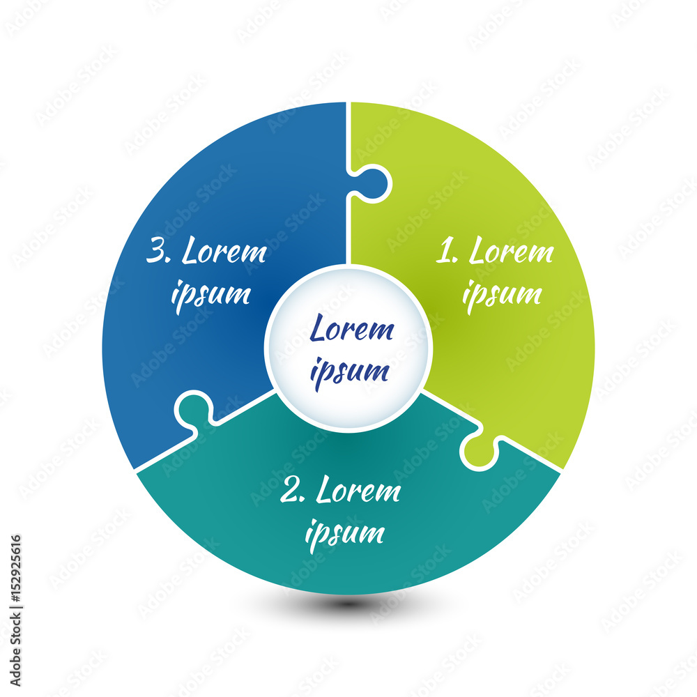 Vettoriale Stock Circle infographic template with 3 steps and central ... Vettoriale Stock Circle infographic template with 3 steps and central ...