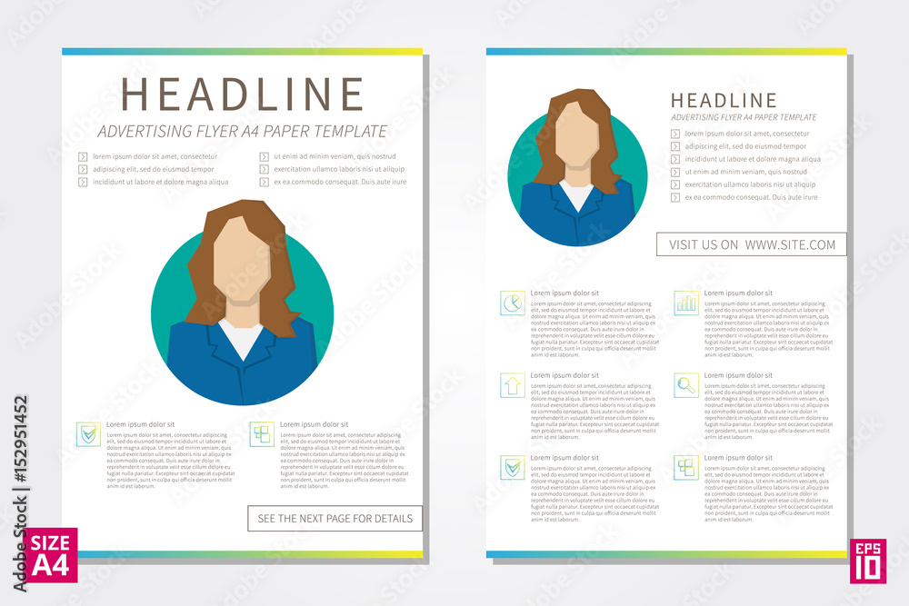 Vector flyer, poster, leaflet, annual report design template with ...