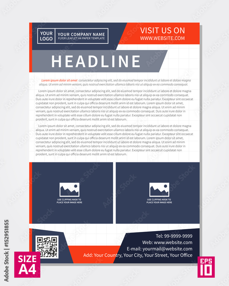 Vector flyer, poster, leaflet, annual report design template with ...