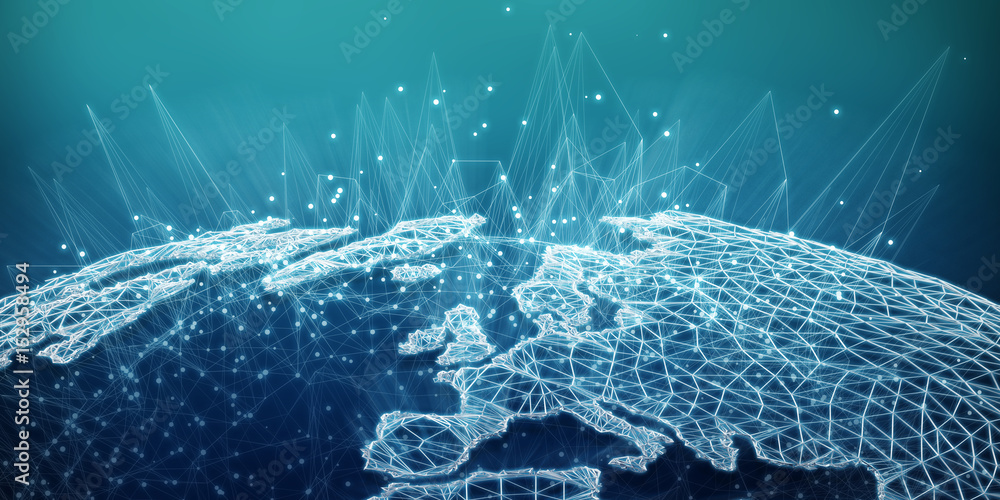 Earth network interface 3D rendering Stock Photo | Adobe Stock
