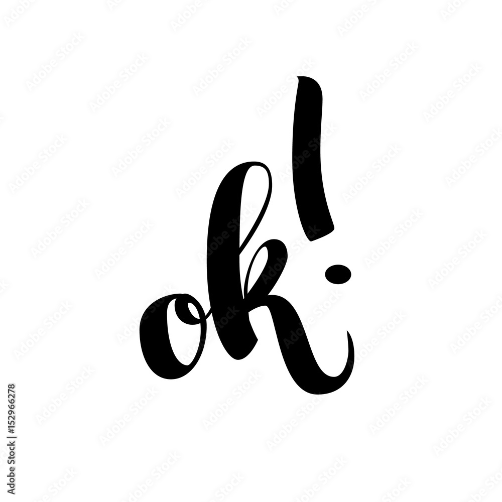 Ok vector word with exclamation point isolated on white background ...