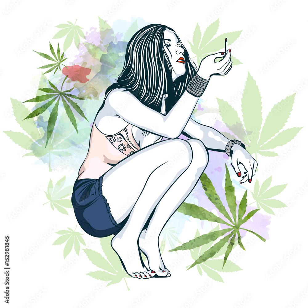 Girl Smoking Weed Background
