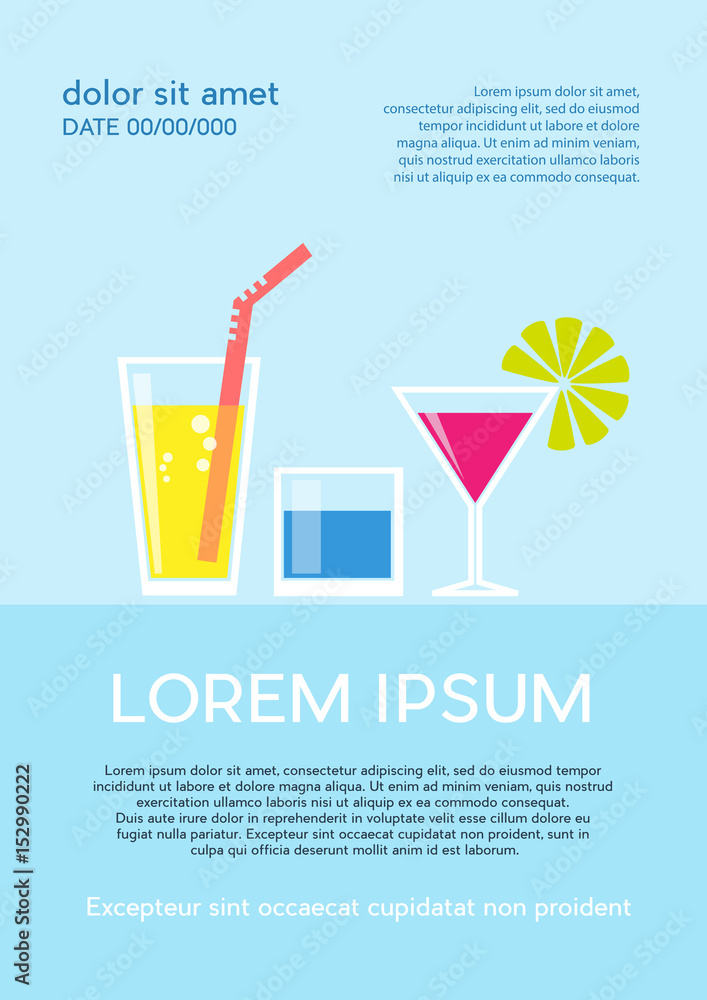 Cocktail party invitation. Vintage poster, vector background in flat ...