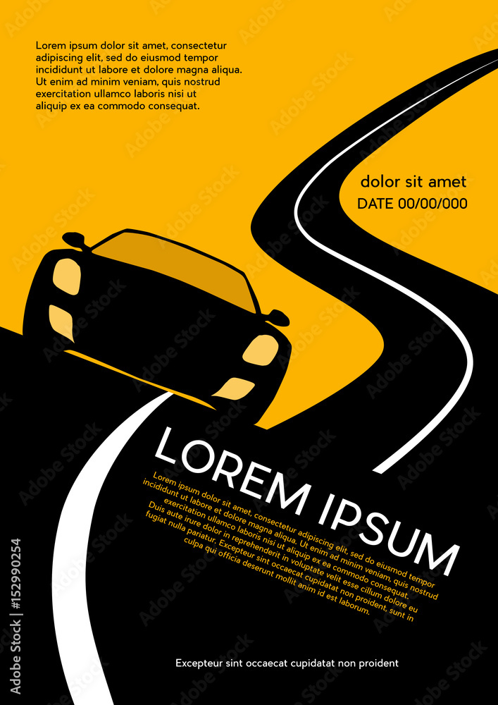 Car racing on the road. Vector poster Background Stock Vector | Adobe Stock