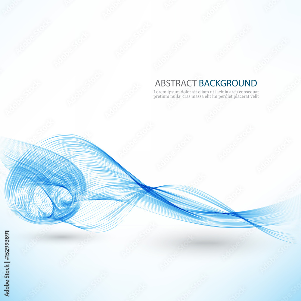 Abstract vector background, blue transparent waved lines for brochure ...