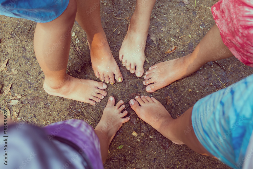 Girls group shown the unity and enjoy the rainforset trip Stock Photo ...
