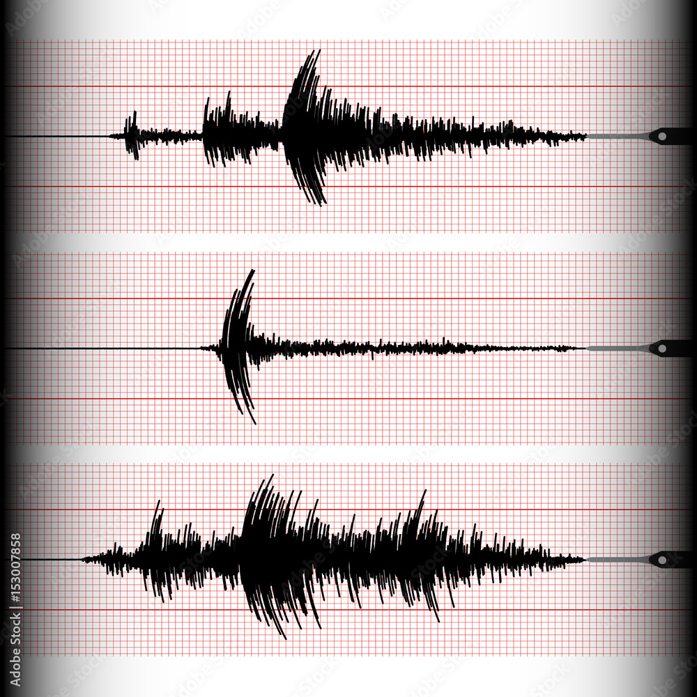 Analogous seismogram recording with a seismograph on a marked paper ...