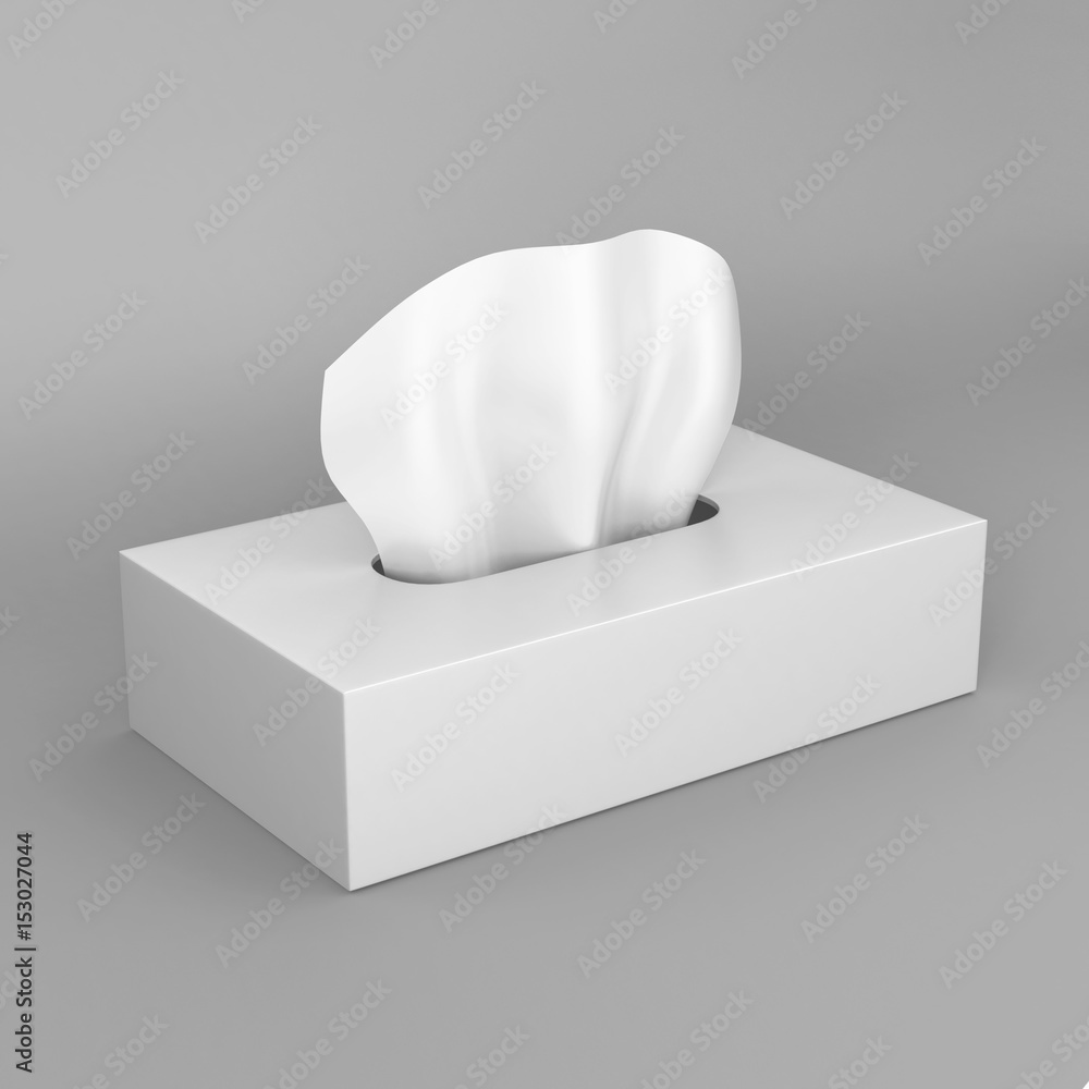 White blank tissue box on grey background for print design and mock up ...