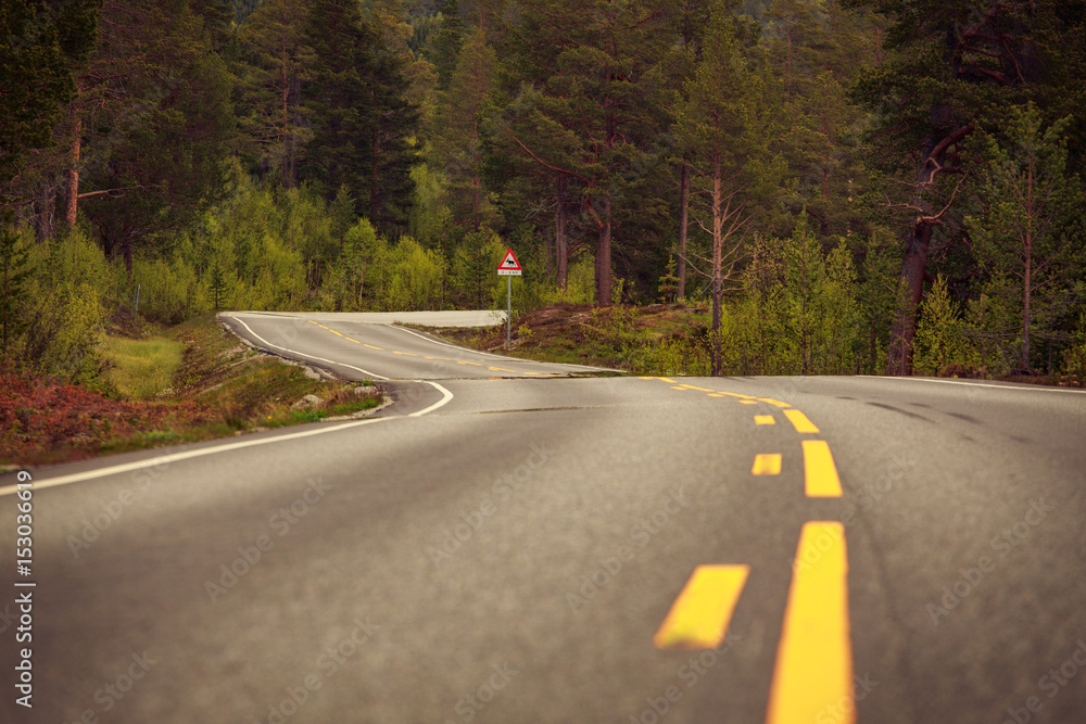 windy norwegian road Stock Photo | Adobe Stock