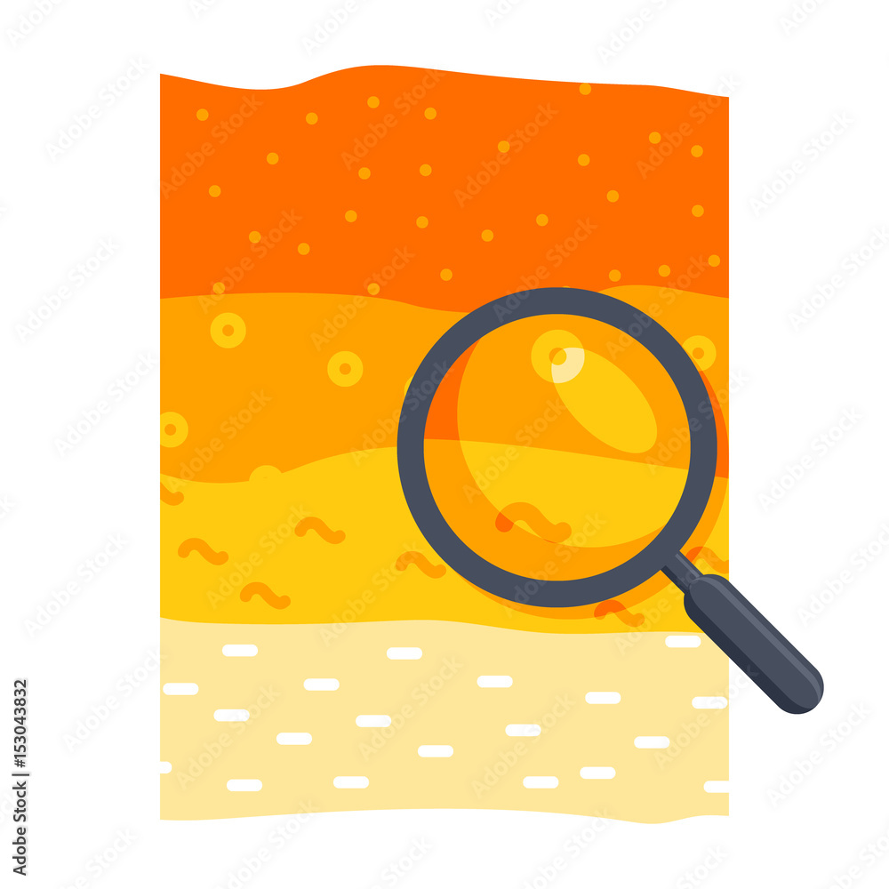 Soil Science Concept With Soil Profile And Magnifying Glass Vector soil-science-concept-with-soil-profile-and-magnifying-glass-vector