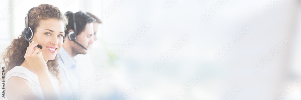 Confident female call center agent Stock Photo | Adobe Stock