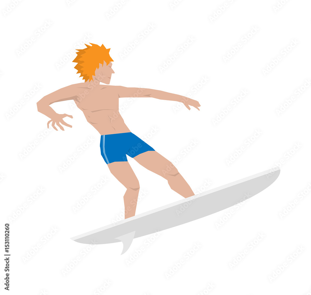 Surfing Surfer Flat Cartoon Vector, a flat vector cartoon illustration ...