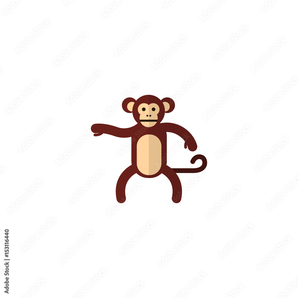 Flat Monkey Element. Vector Illustration Of Flat Chimpanzee Isolated On ...
