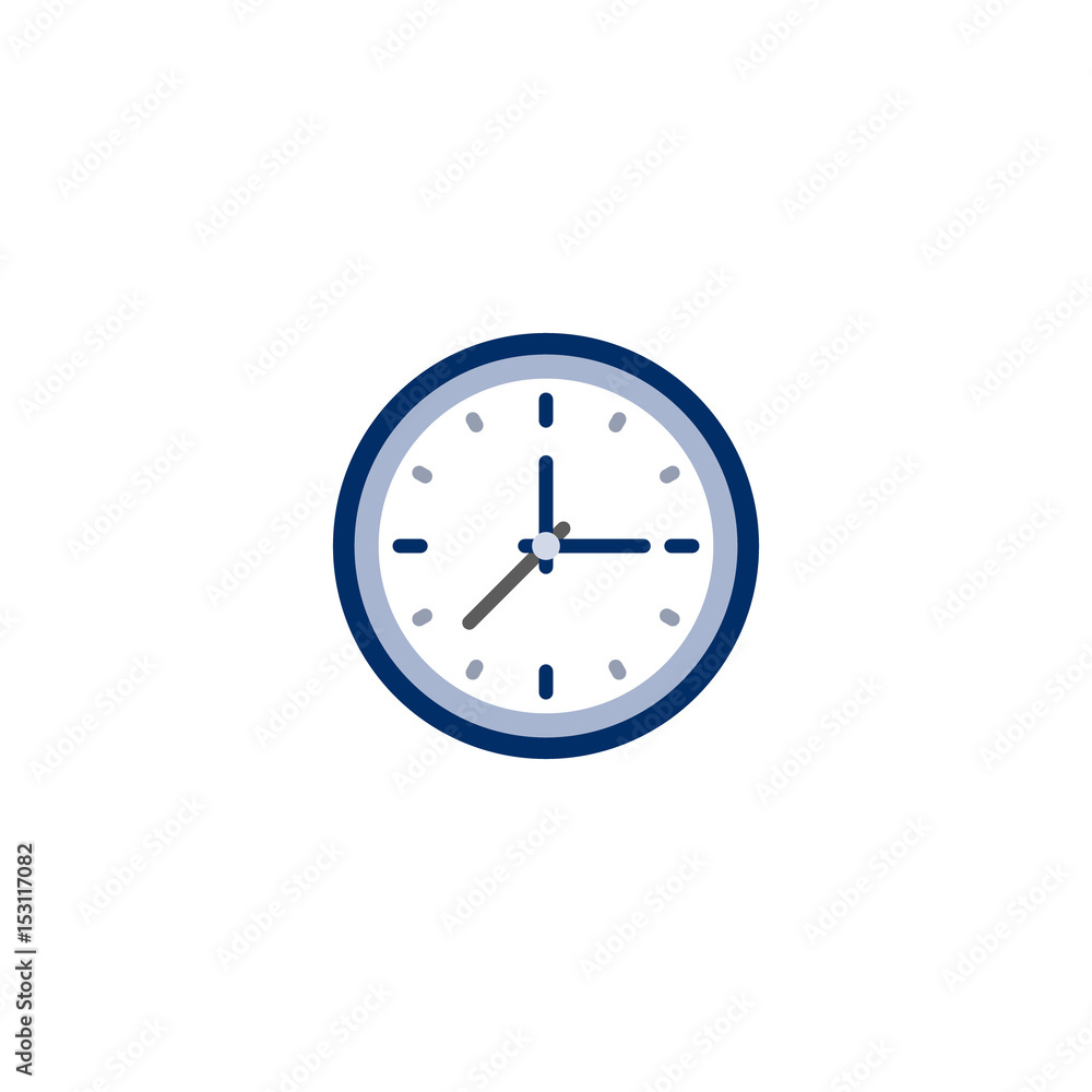 Flat Time Element. Vector Illustration Of Flat Clock Isolated On Clean ...