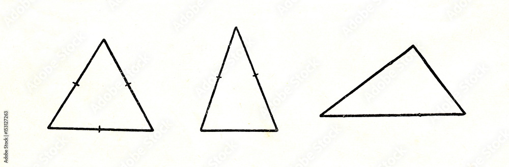 Triangles by lengths of sides; from left - equilateral triangle ...