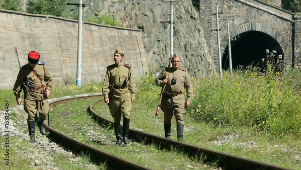 The Soviet army soldiers patrol the facilities. The army of the Soviet ...